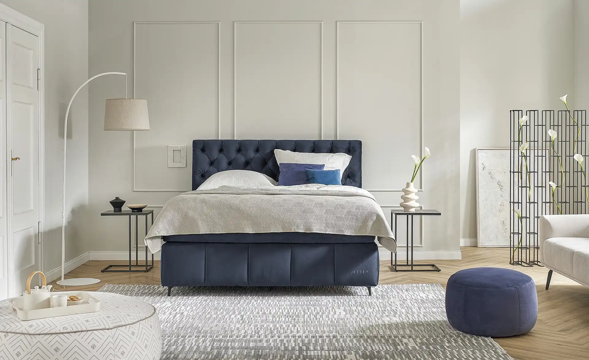 Jette Home Boxspringbett Jette Glam | Mitternachtsblau, 160 cm