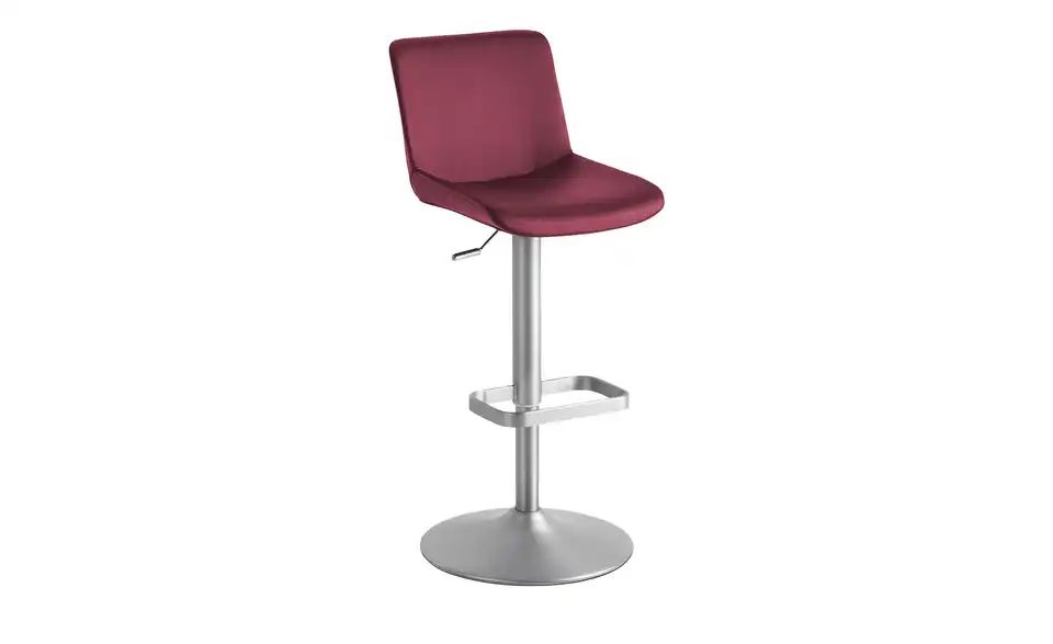 Barhocker Leder MyTina | Rot, verchromt, matt