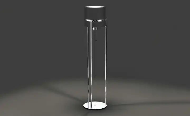 Stehleuchte 1-flammig Textil Round Lights Chrome