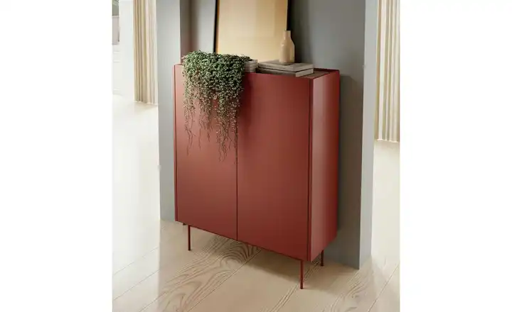 Highboard Color in Eiche & Rot | Boho Modern