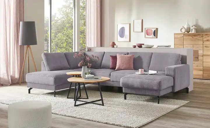 switch Wohnlandschaft Brazil | Grau, Cordstoff