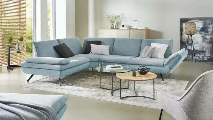 Ecksofa Luca in Blau | Links | Moderne Funktion