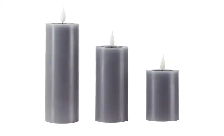 LED Kerzen 3er Set in Grau – HOME STORY