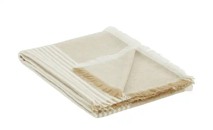 Plaid Dezent mit Fransen | in Beige