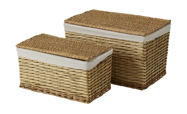 HOME STORY Aufbewahrungskorb mit Deckel, 2er Set