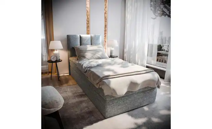 MASSENO Boxbett mit Bettkasten Meril | 90x200 cm, Hellgrau