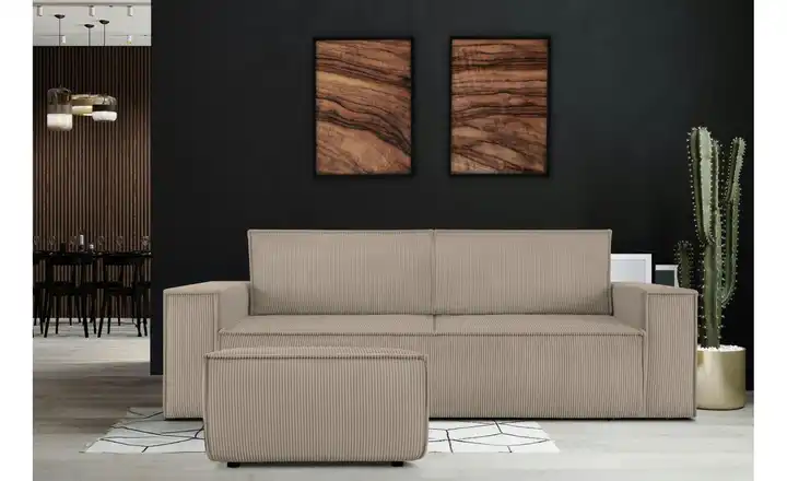 Napi in Beige Hocker mit Cordstoff-Bezug