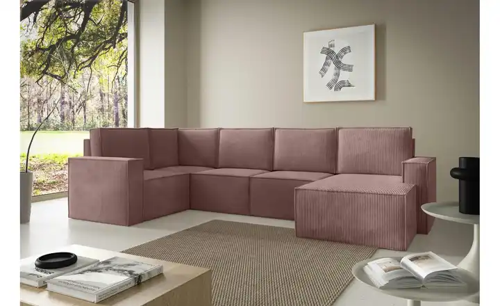 Wohnlandschaft Orto in Pink | Cordstoff