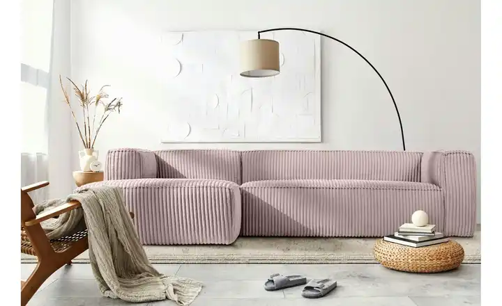Ferox Ecksofa in Pink | Cordstoff links