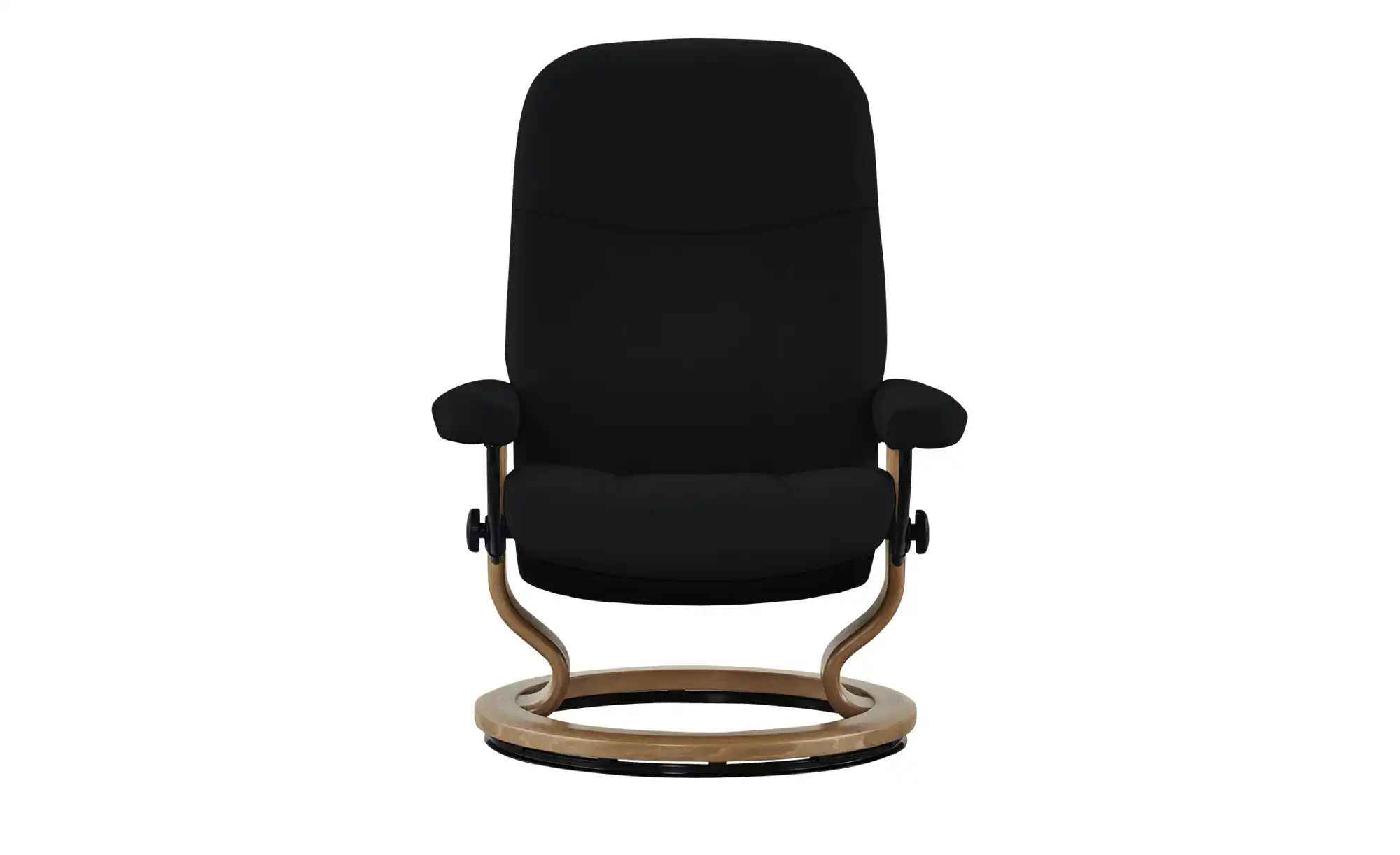 Stressless Relaxsessel mit Hocker schwarz - Leder Consul M | Schwarz, Eichen-Optik