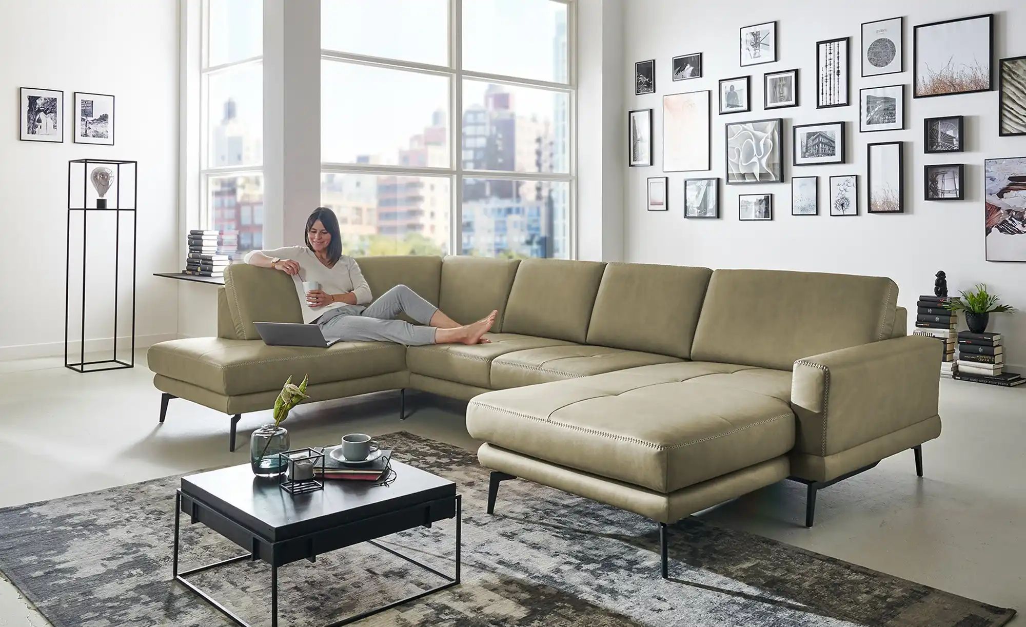 meinSofa Wohnlandschaft Mike | Moos (Dunkelgrün), links